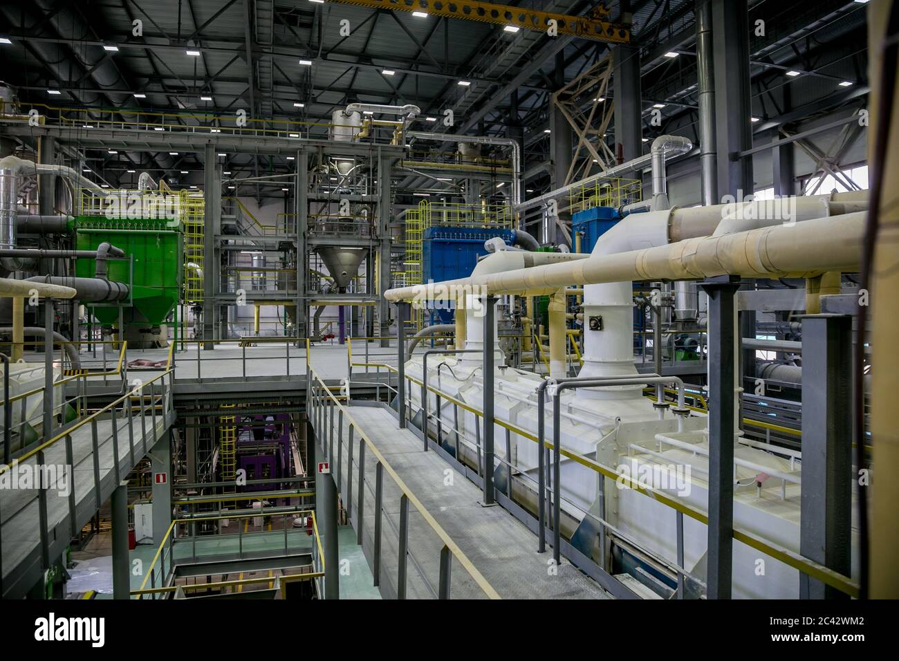 Chemical factory production line. Production of synthetic thermoplastic ...