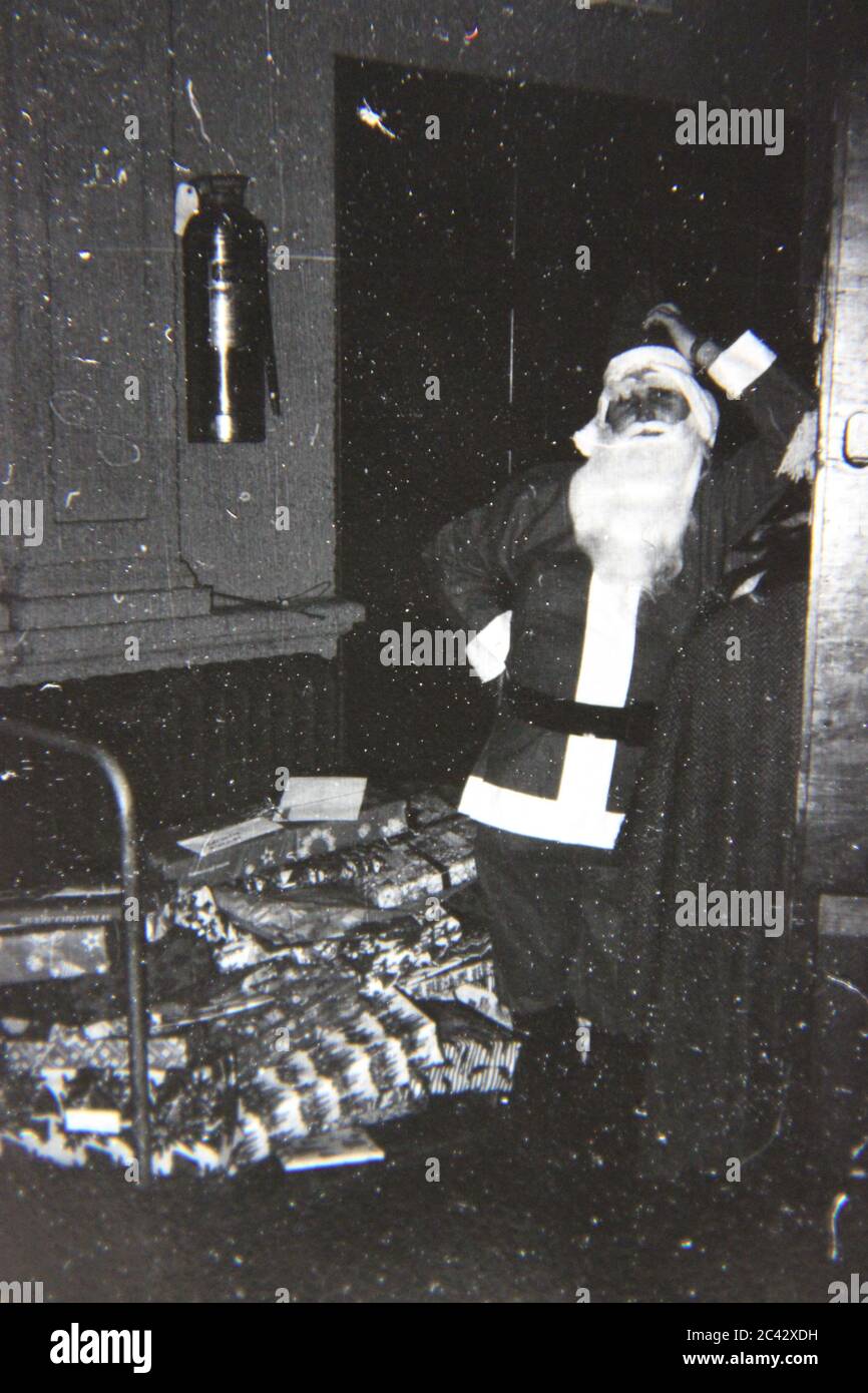 Fine 70s vintage black and white lifestyle photography of Santa Claus ...