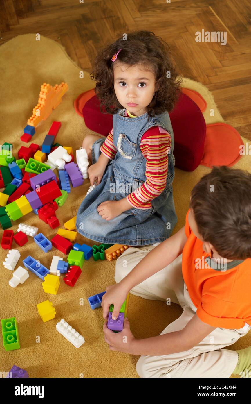Children play on the parquet floor - kindergarten - childhood Stock ...