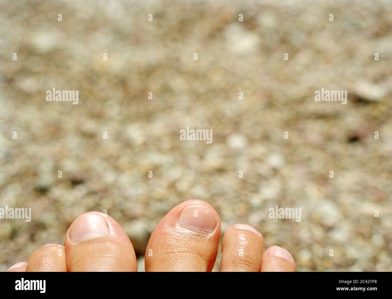 Toes on gravel feeling Stock Photo - Alamy