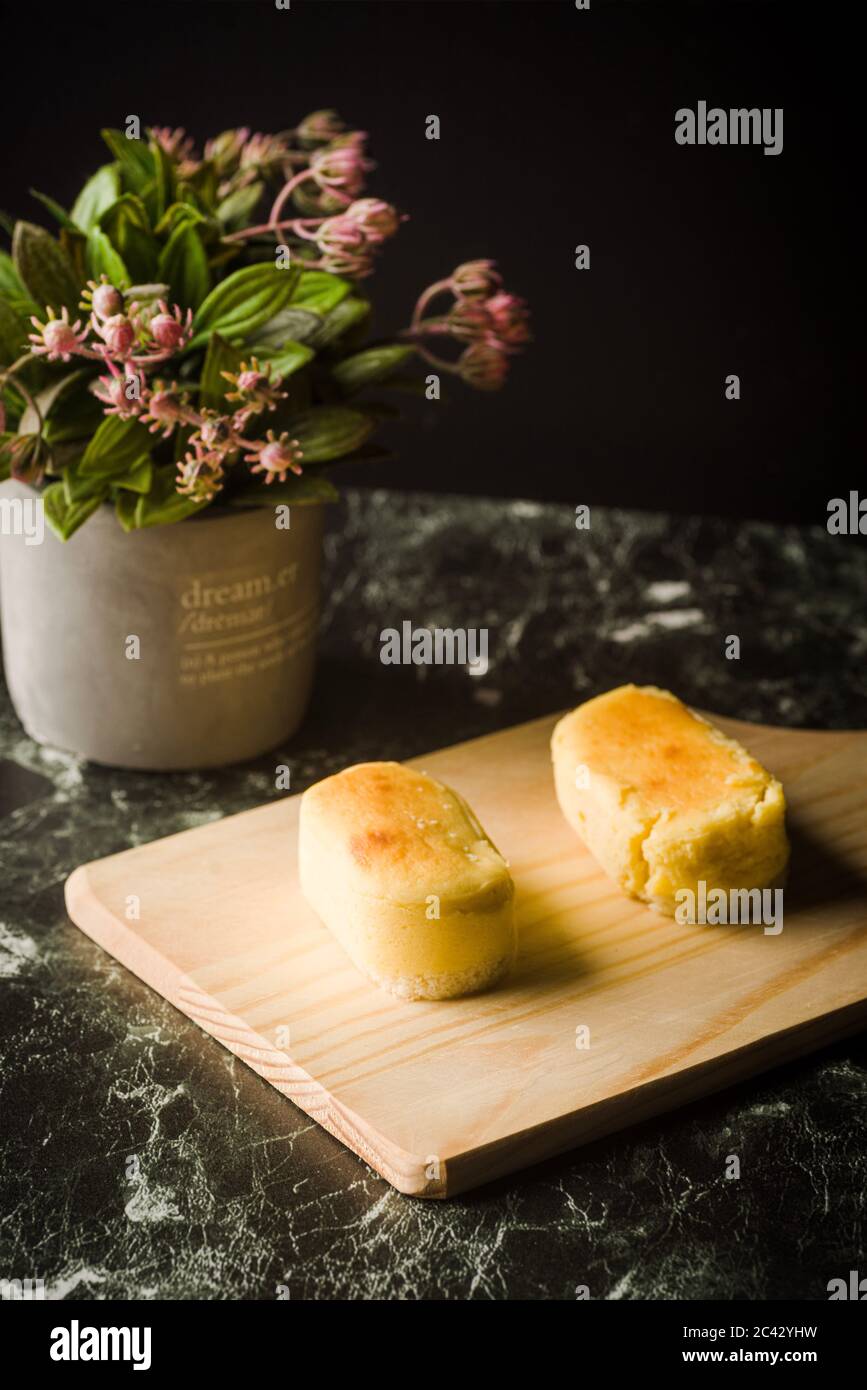 Japanese Hanjuku (Japanese Half Baked Soufflés) Cheesecake Stock Photo ...