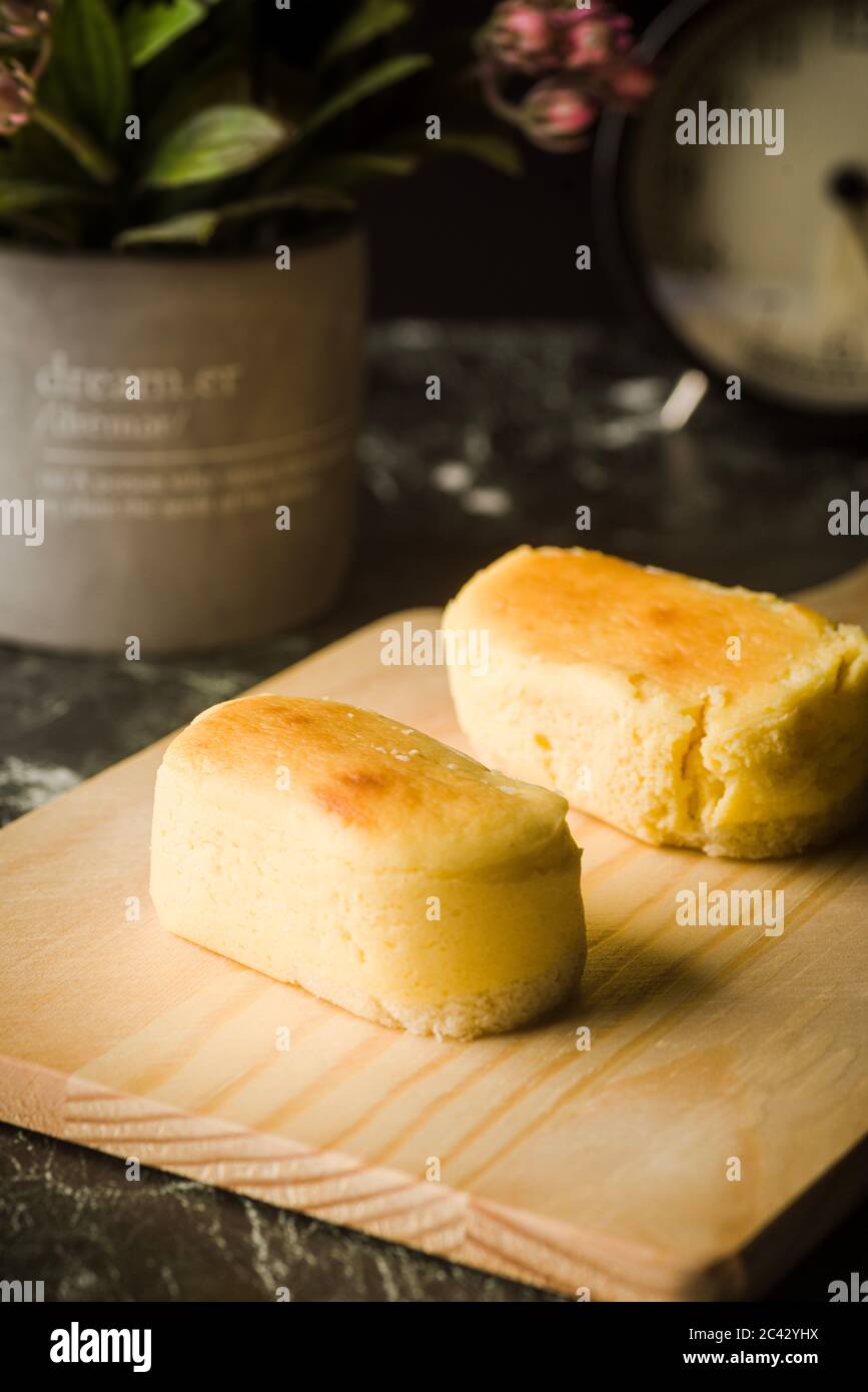 Japanese Hanjuku (Japanese Half Baked Soufflés) Cheesecake Stock Photo ...