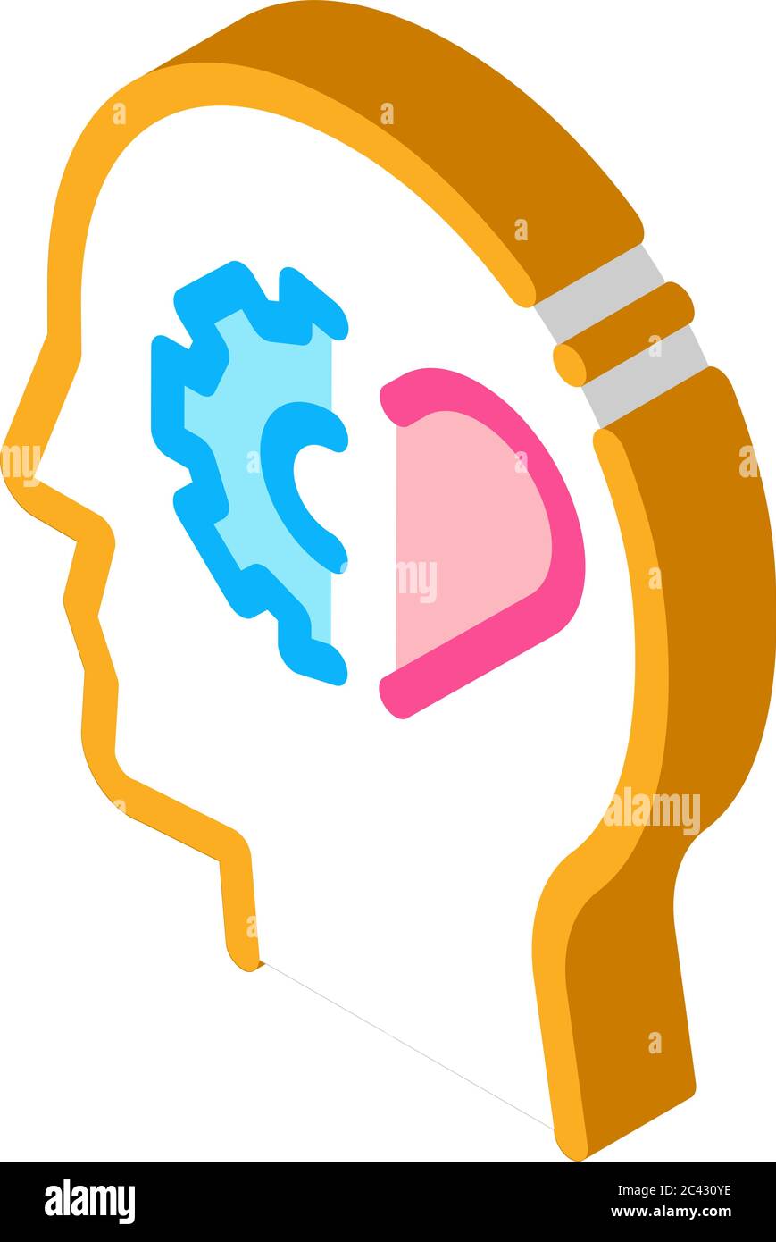 human brain settings and heart isometric icon vector illustration Stock ...