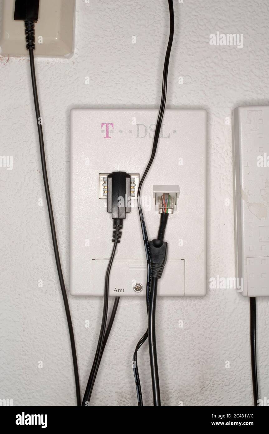 DSL box with cables Stock Photo - Alamy