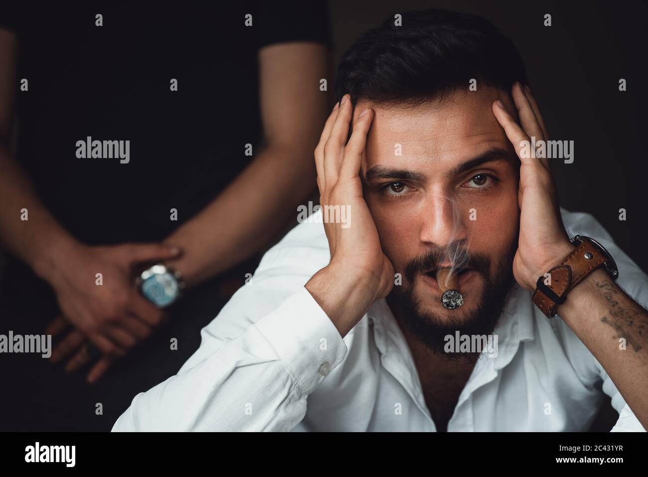 Portrait of gambler man who lost in gambling Stock Photo - Alamy