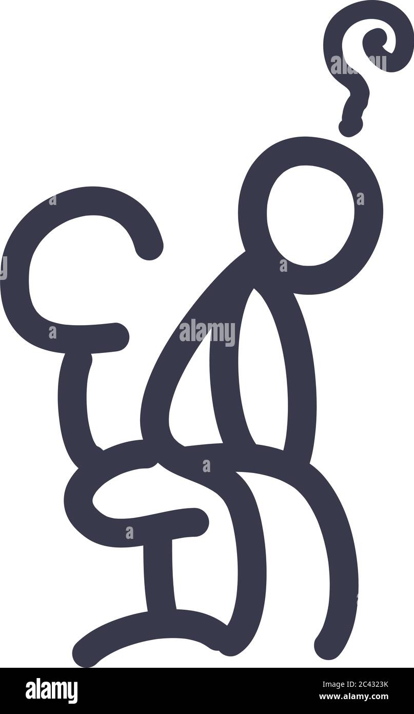 Stickfigure with headache on seat fill style icon design of Medical ...