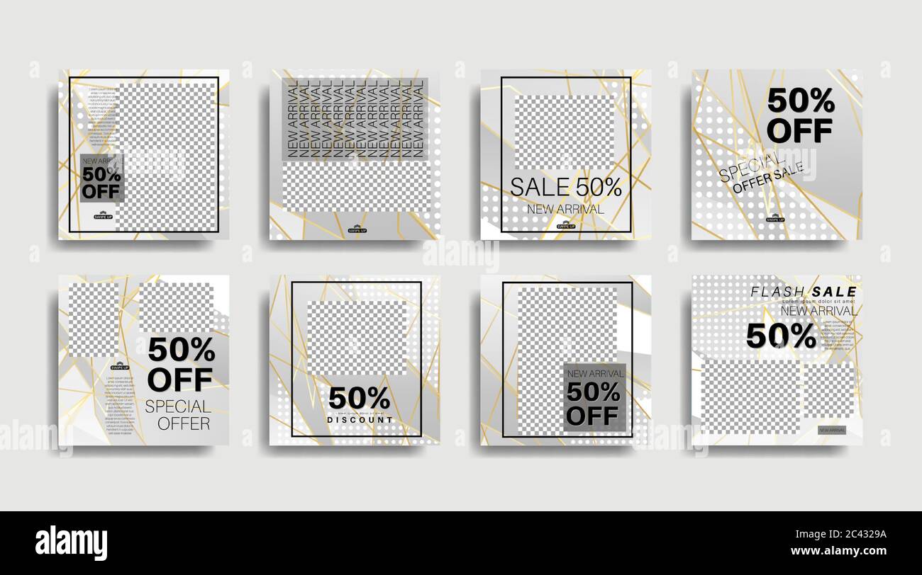 Modern square edited promotional banners for social media posts. vector ...