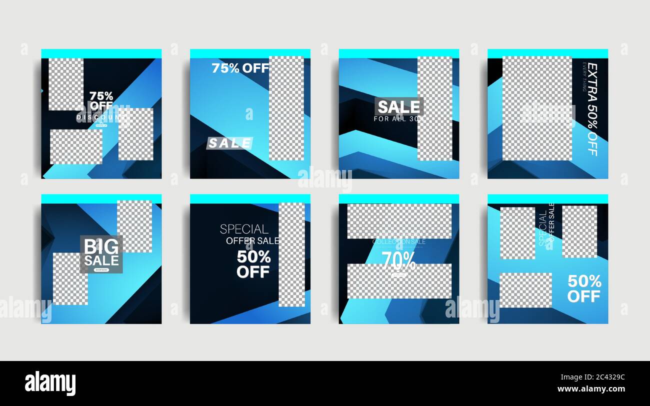 Modern square edited promotional banners for social media posts. vector ...