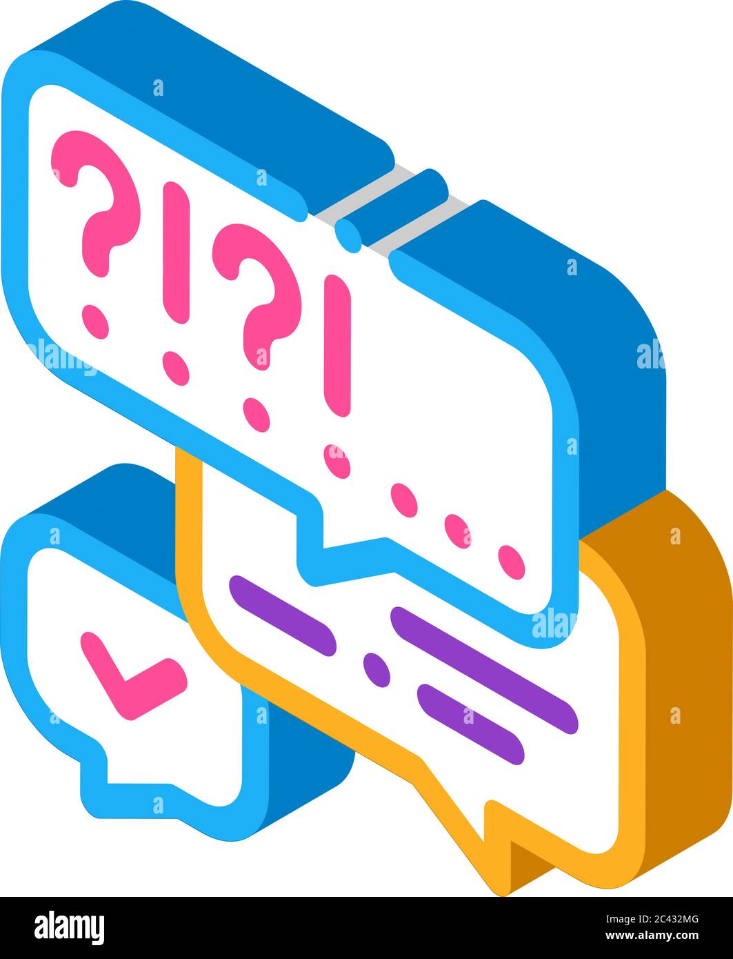 many questions and answers isometric icon vector illustration Stock ...