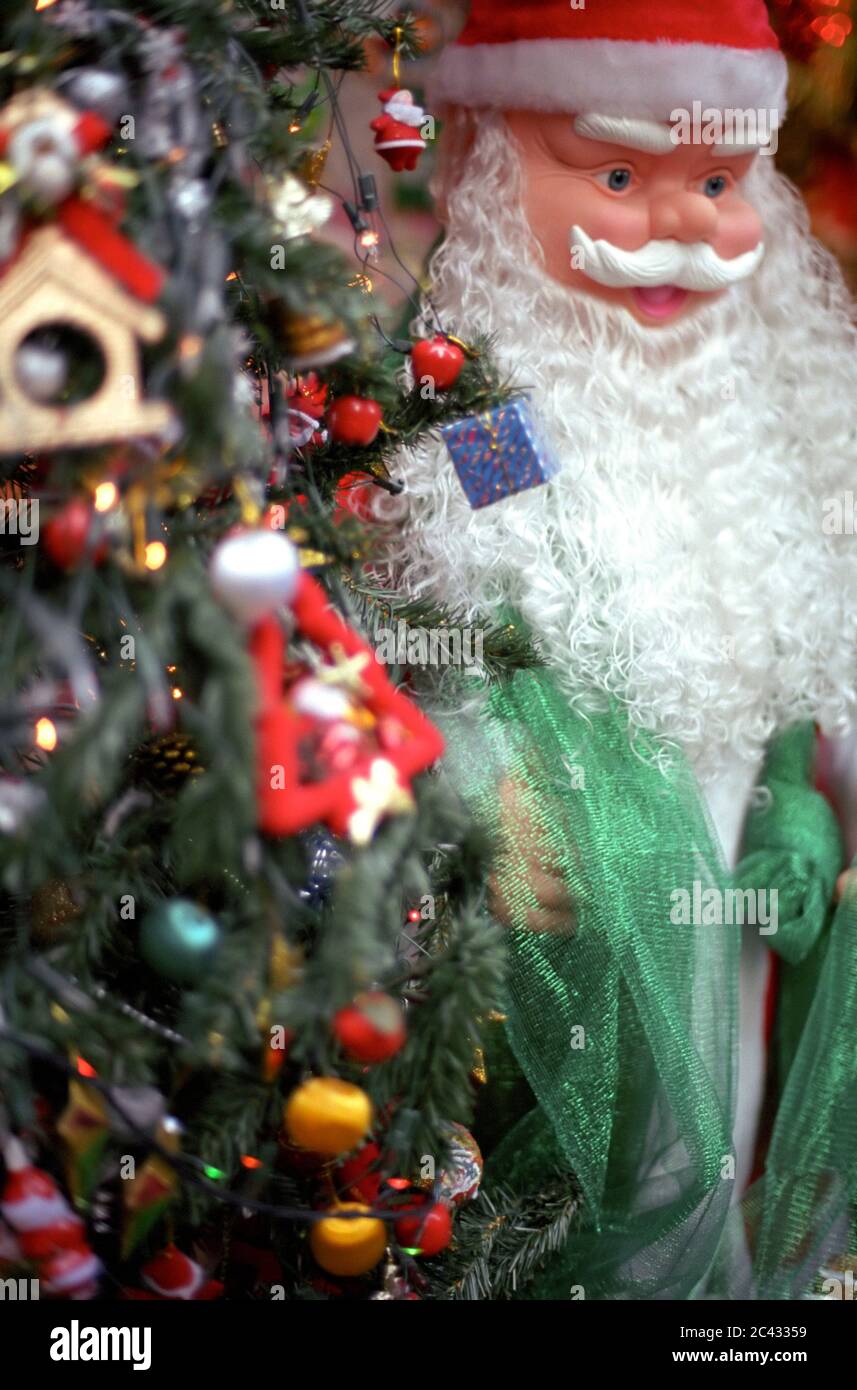 Christmas tree and Santa Claus Stock Photo - Alamy