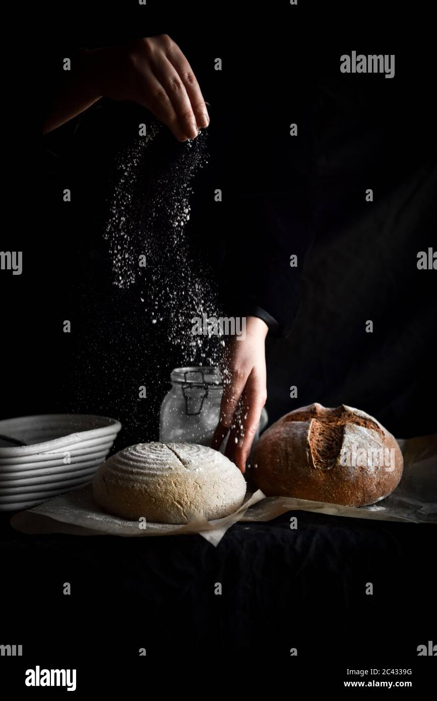 Sprinkling Flour on Sourdough Stock Photo - Alamy
