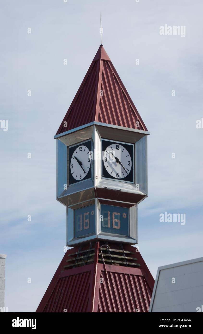 Levin, New Zealand - April 5th 2019: Levin's iconic post office clock ...
