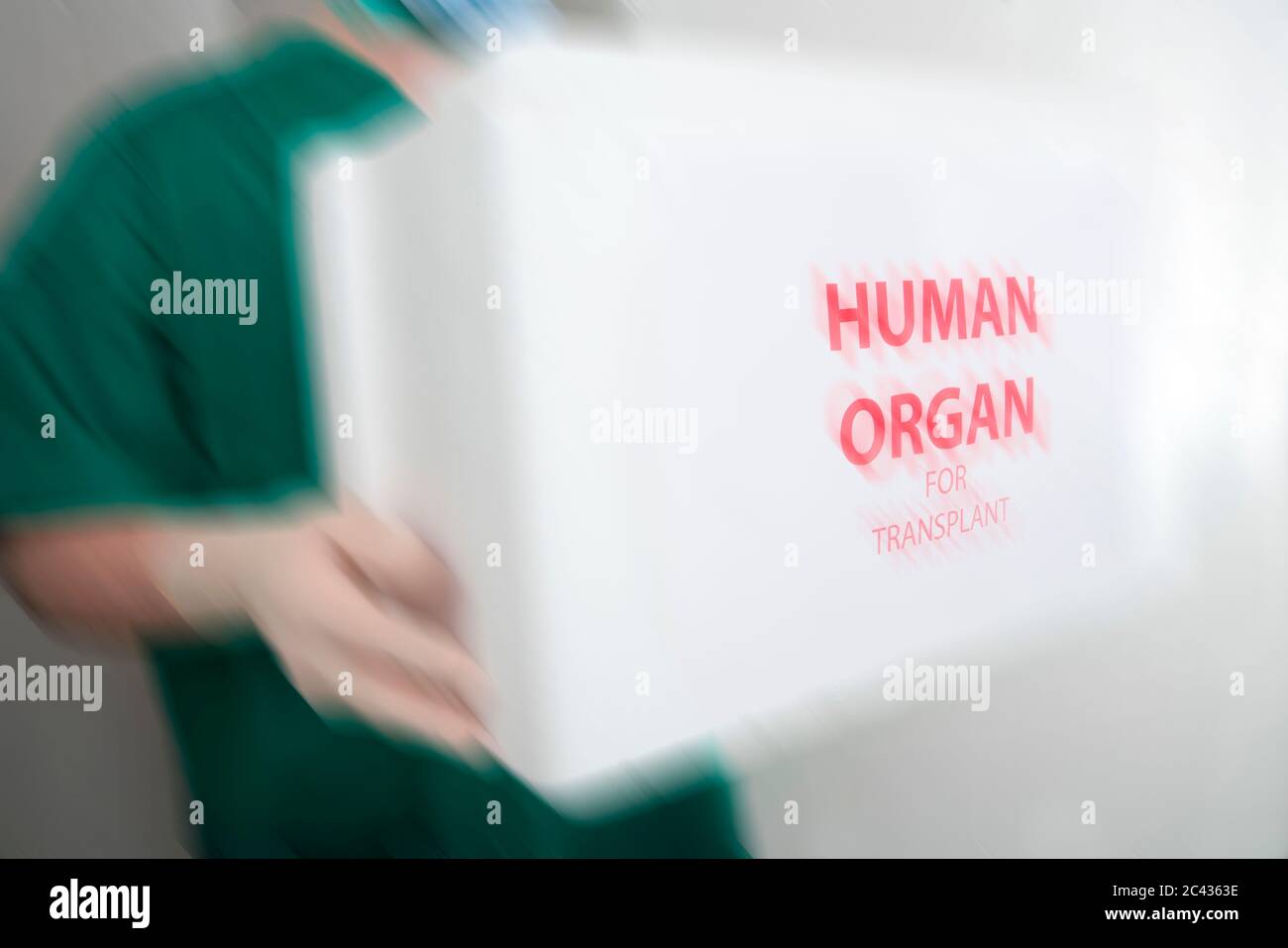 Medical personnel carry containers with a human organ Stock Photo - Alamy