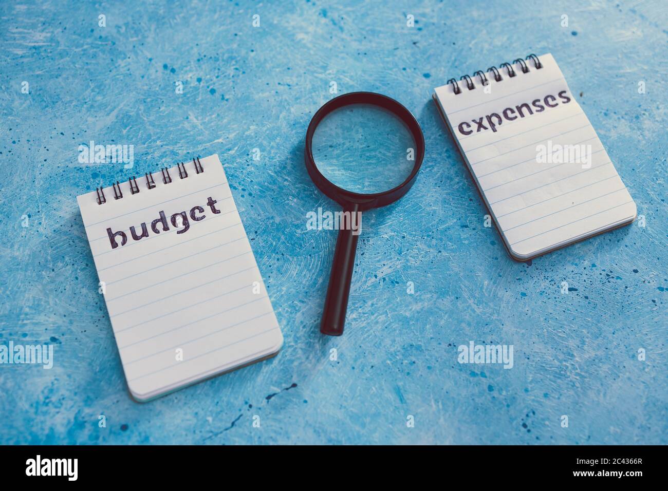 managing money and finance concept, budget and expenses notepads side ...