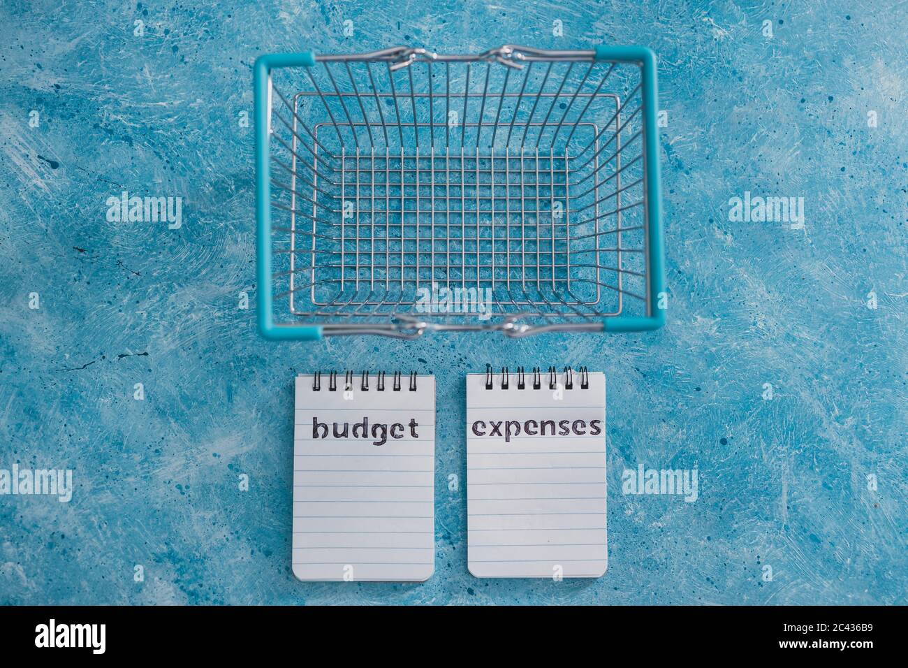 managing money and finance concept, budget and expenses notepads side ...