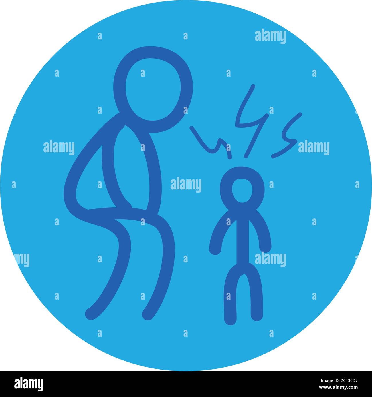 Stickfigure of parent and kid with fever block style icon design of ...