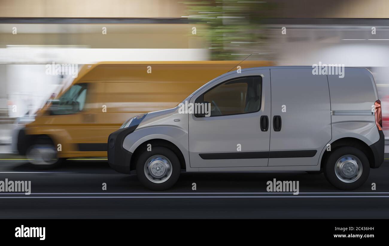 Mini Van in Motion 3D Rendering Stock Photo - Alamy
