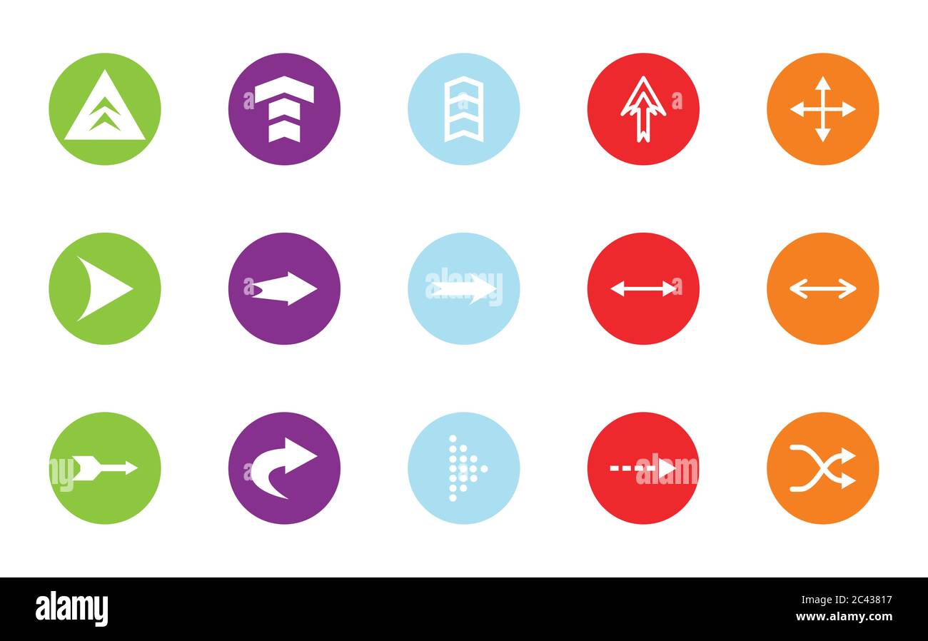 Arrows with differents directions block style icon set design of web ...