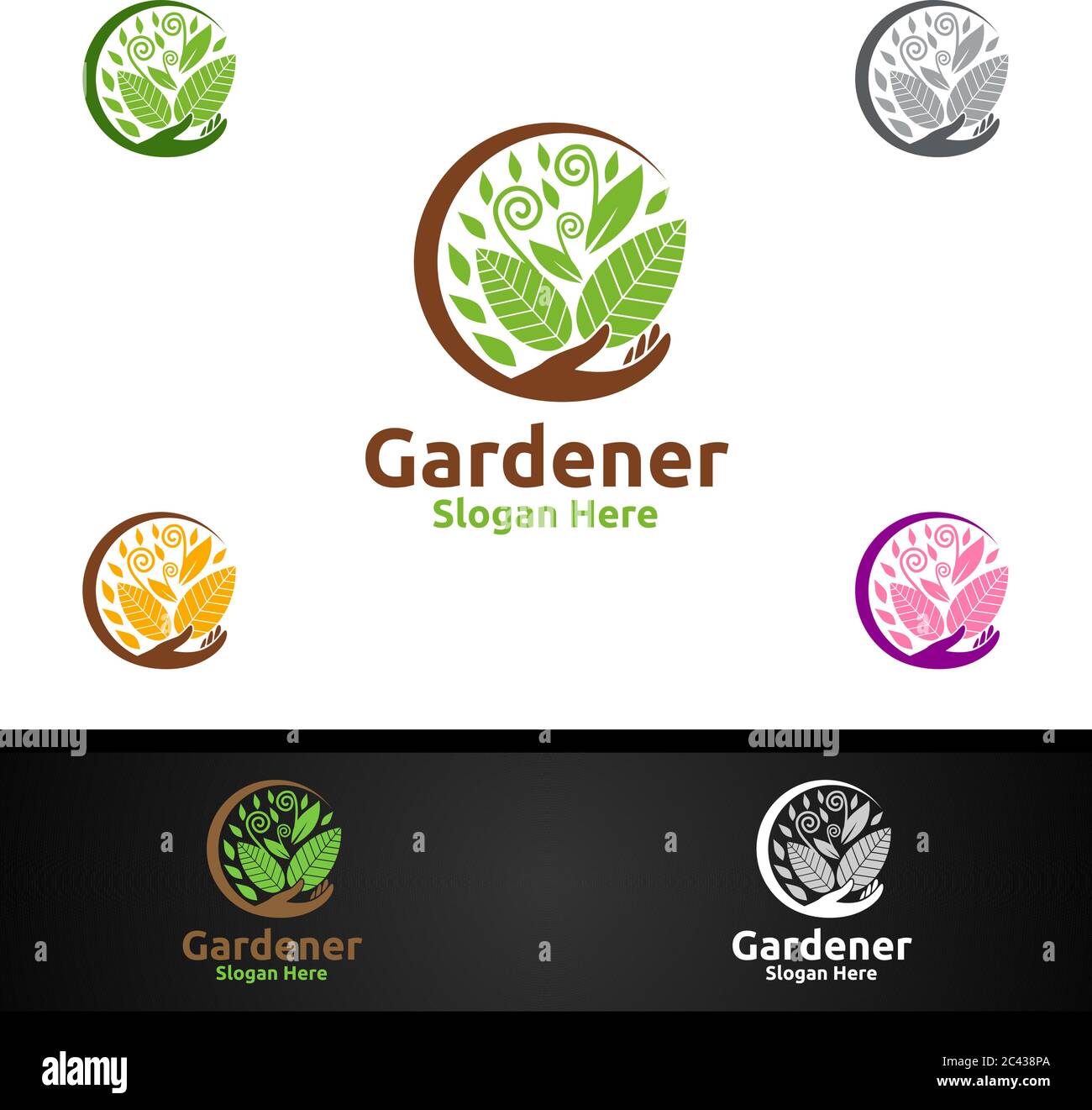 Gardener Care Logo with Green Garden Environment or Botanical ...