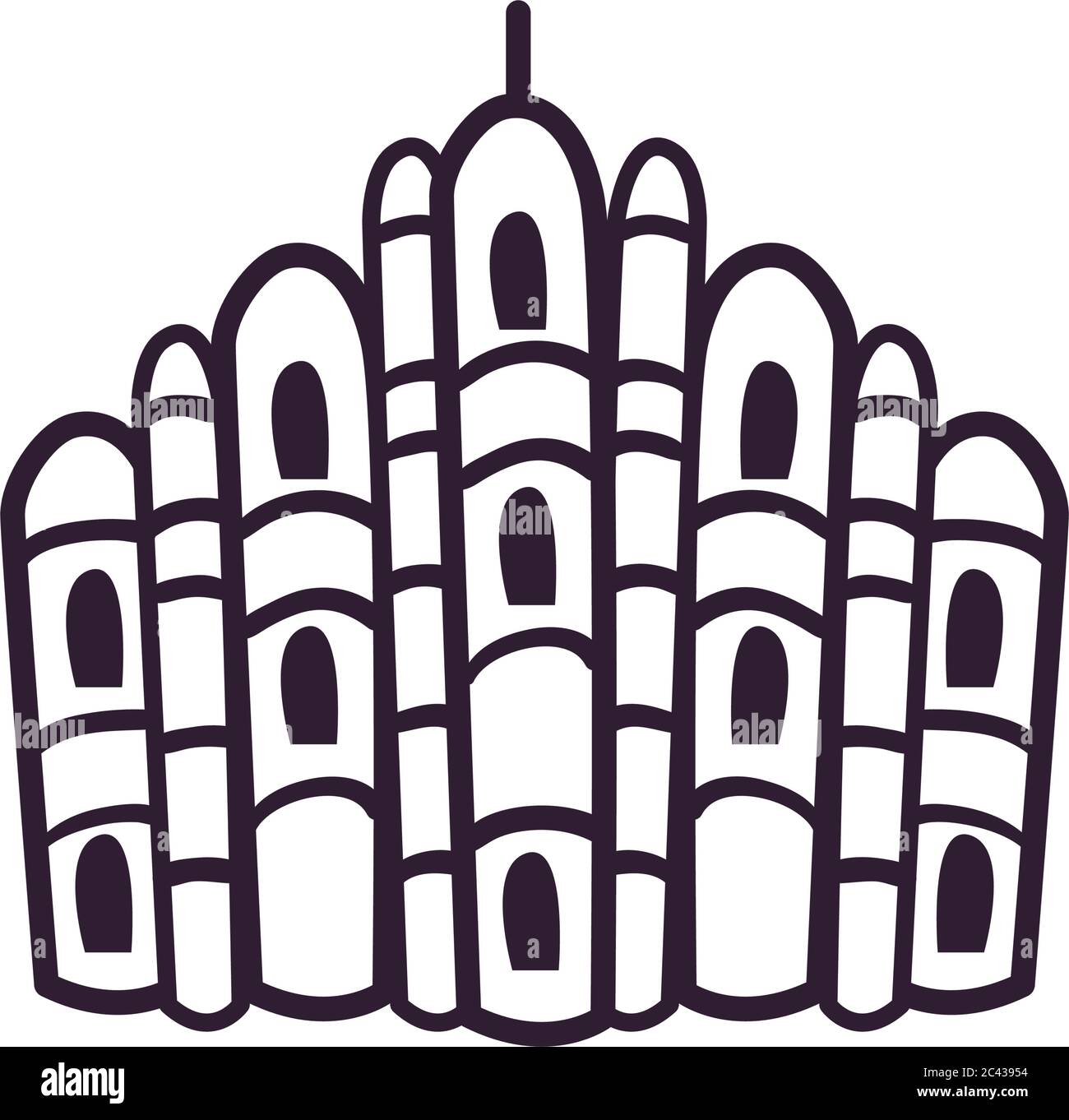 Indian temple line style icon design, Culture travel india country asia ...