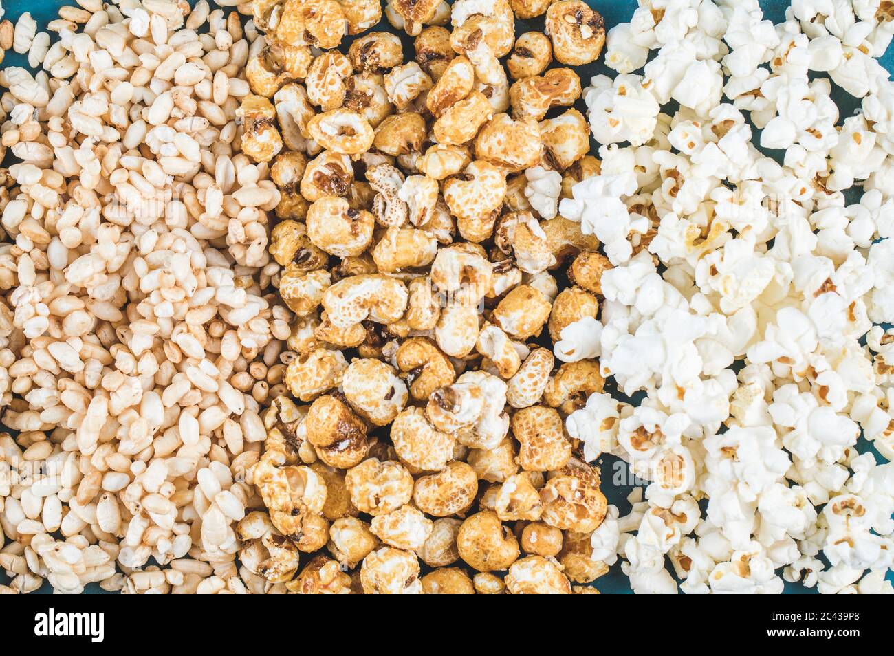Popcorn , caramel corn and wheat corn snackes Stock Photo - Alamy