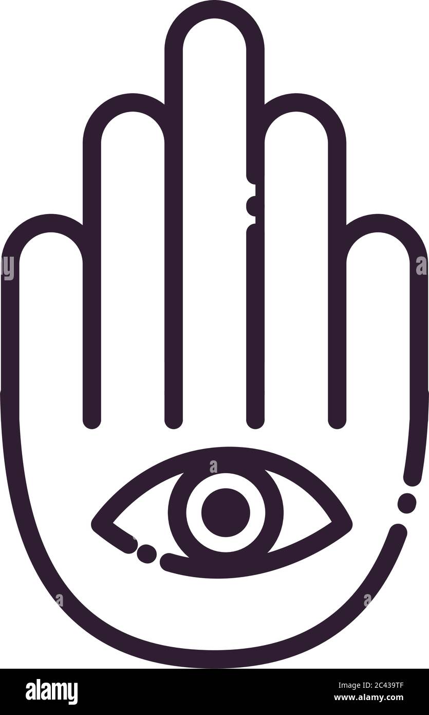 Indian hamsa hand with eye line style icon design, Culture travel india ...