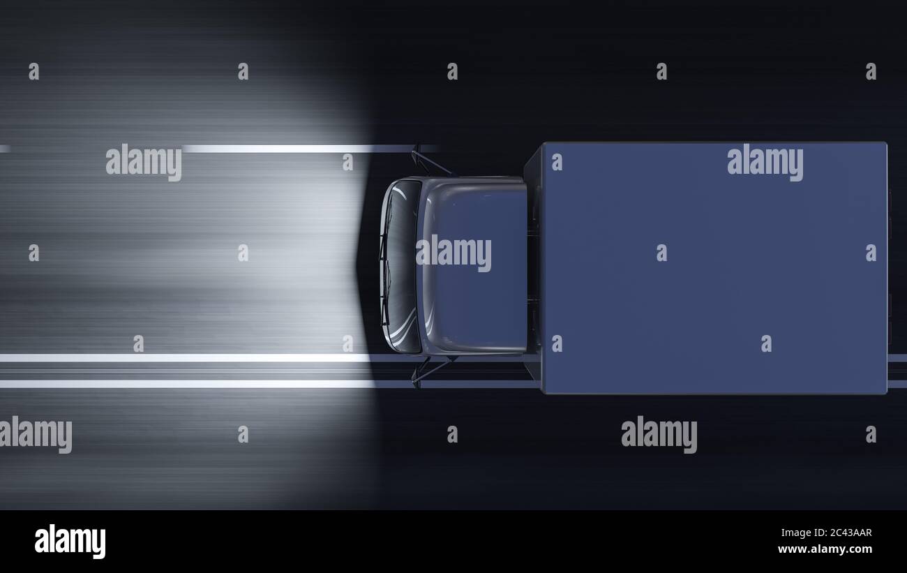 Delivery Truck in Motion 3D Rendering Stock Photo - Alamy
