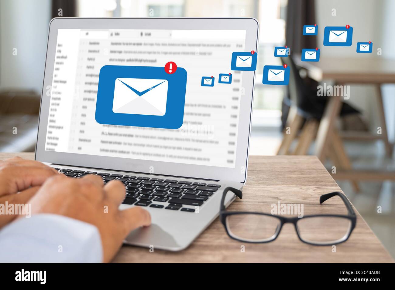 Mail Communication Connection message to mailing contacts phone Global Letters Concept computer ...