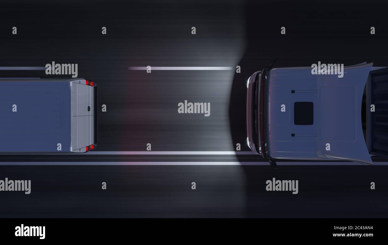 Container Truck Moving on the Road in Daylight 3D Rendering Stock Photo ...