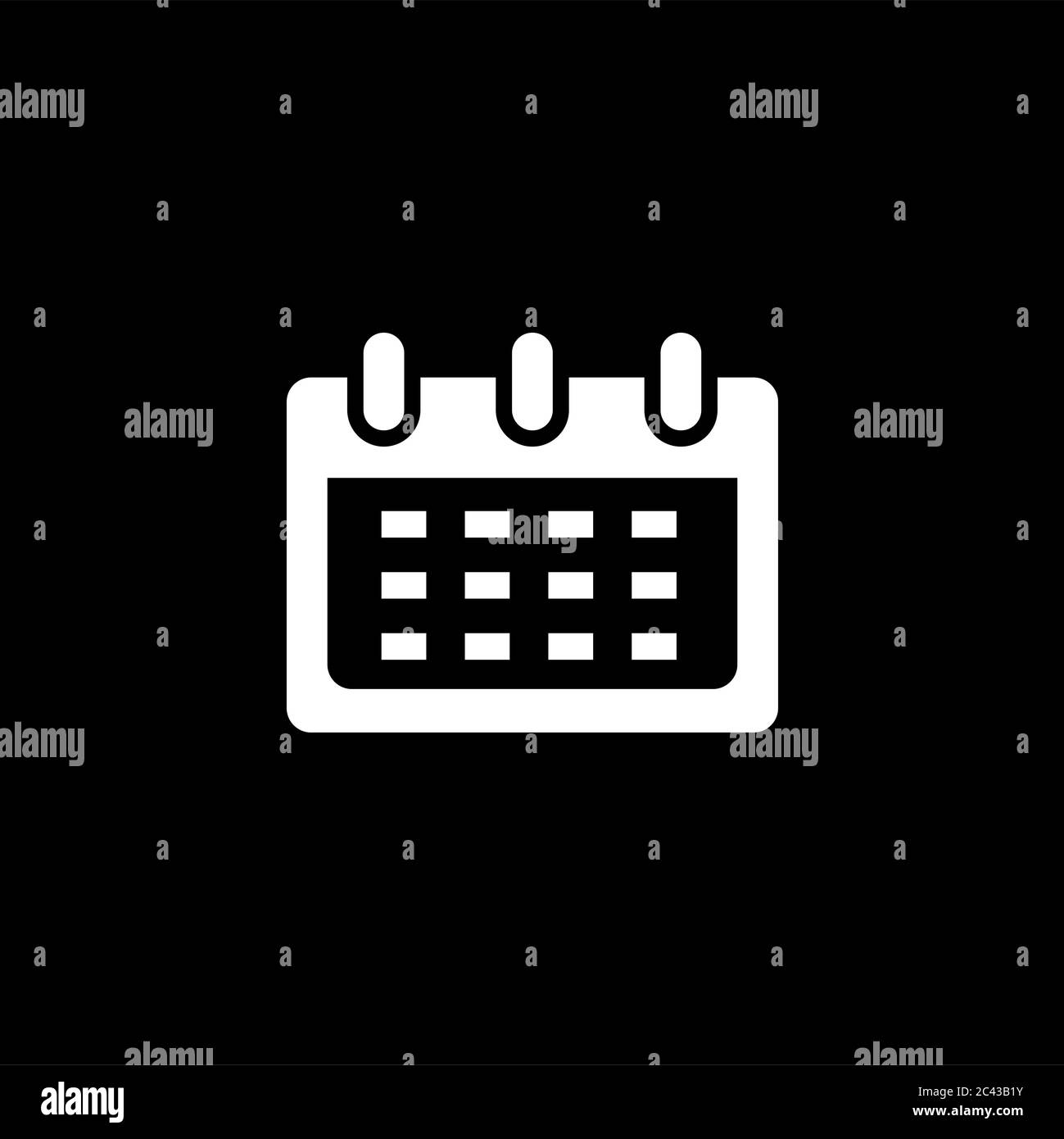Calendar Icon On Black Background. Black Flat Style Vector Illustration ...