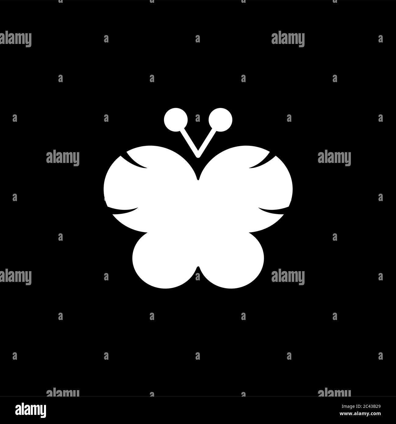 Butterfly Icon On Black Background. Black Flat Style Vector ...