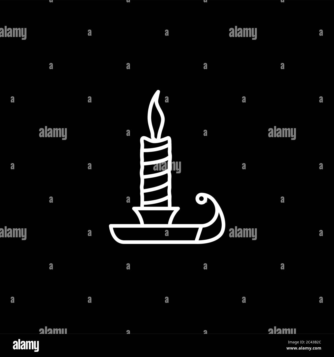 Candle Line Icon On Black Background. Black Flat Style Vector ...