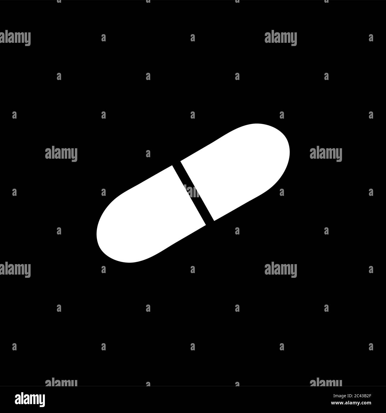 Capsule Icon On Black Background. Black Flat Style Vector Illustration ...