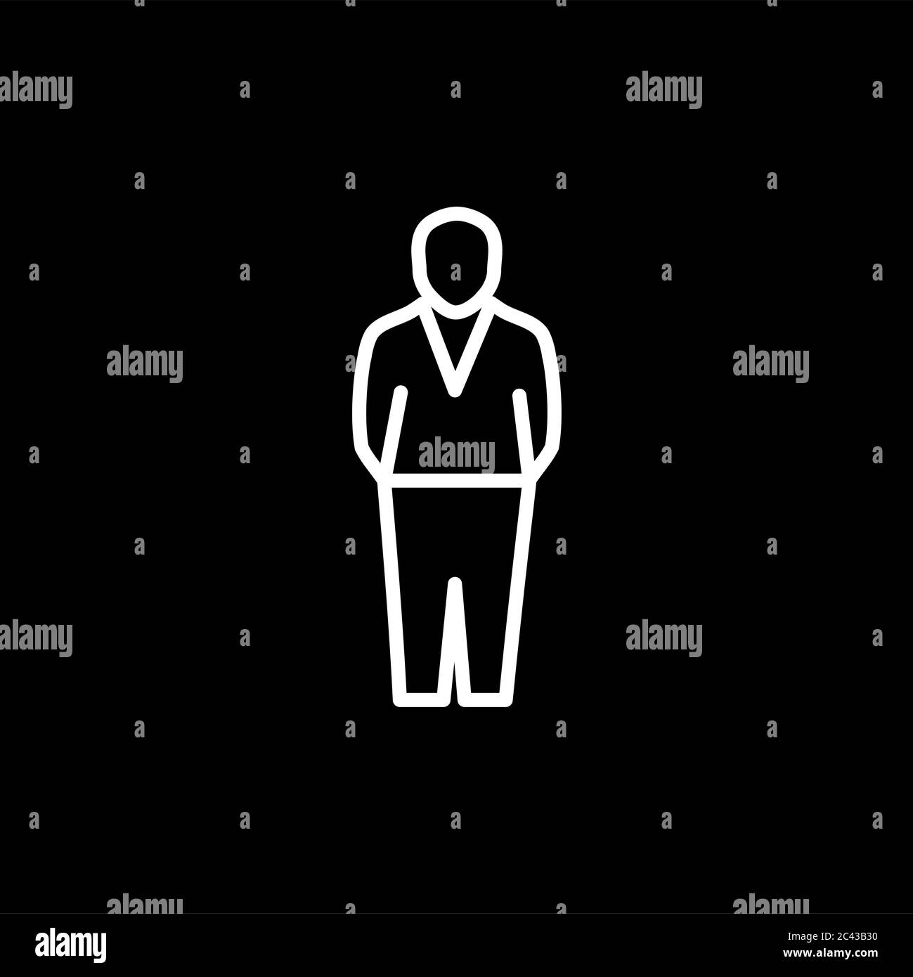 Businessman Line Icon On Black Background. Black Flat Style Vector ...