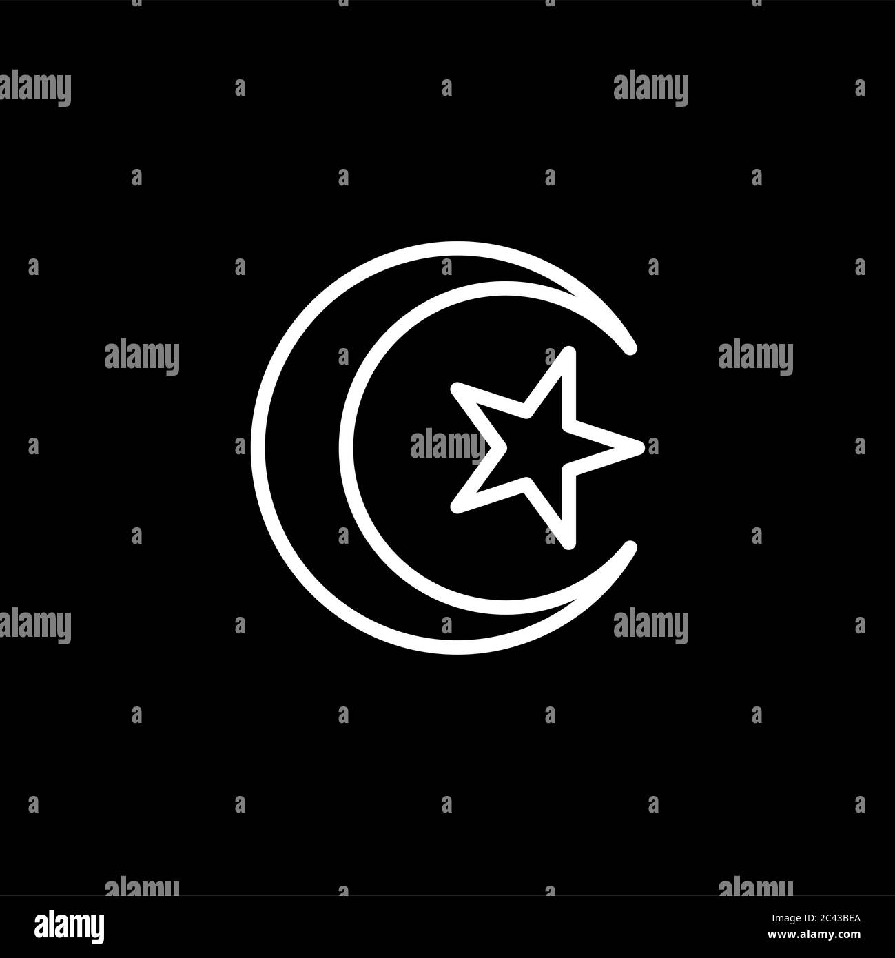 Crescent Line Icon On Black Background. Black Flat Style Vector ...