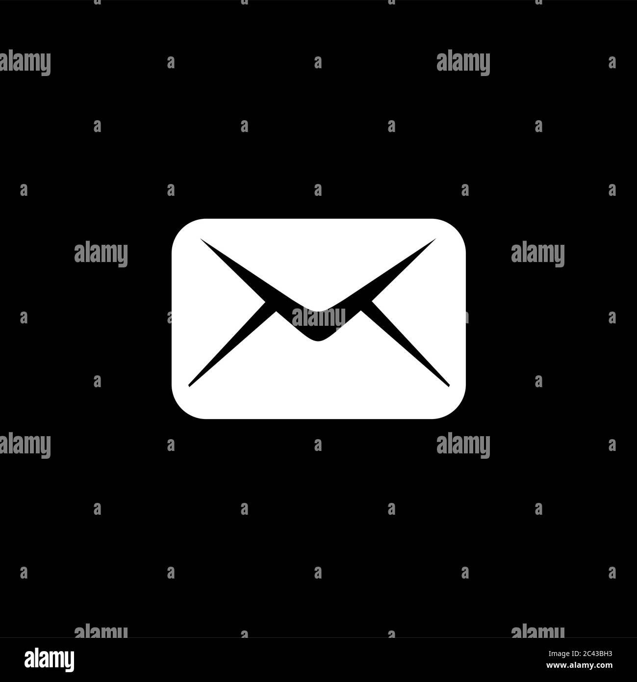 Email Icon On Black Background. Black Flat Style Vector Illustration ...