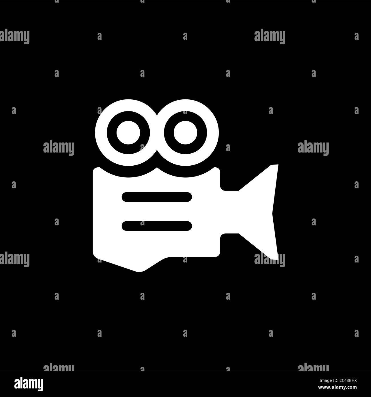 Film Camera Icon On Black Background. Black Flat Style Vector ...