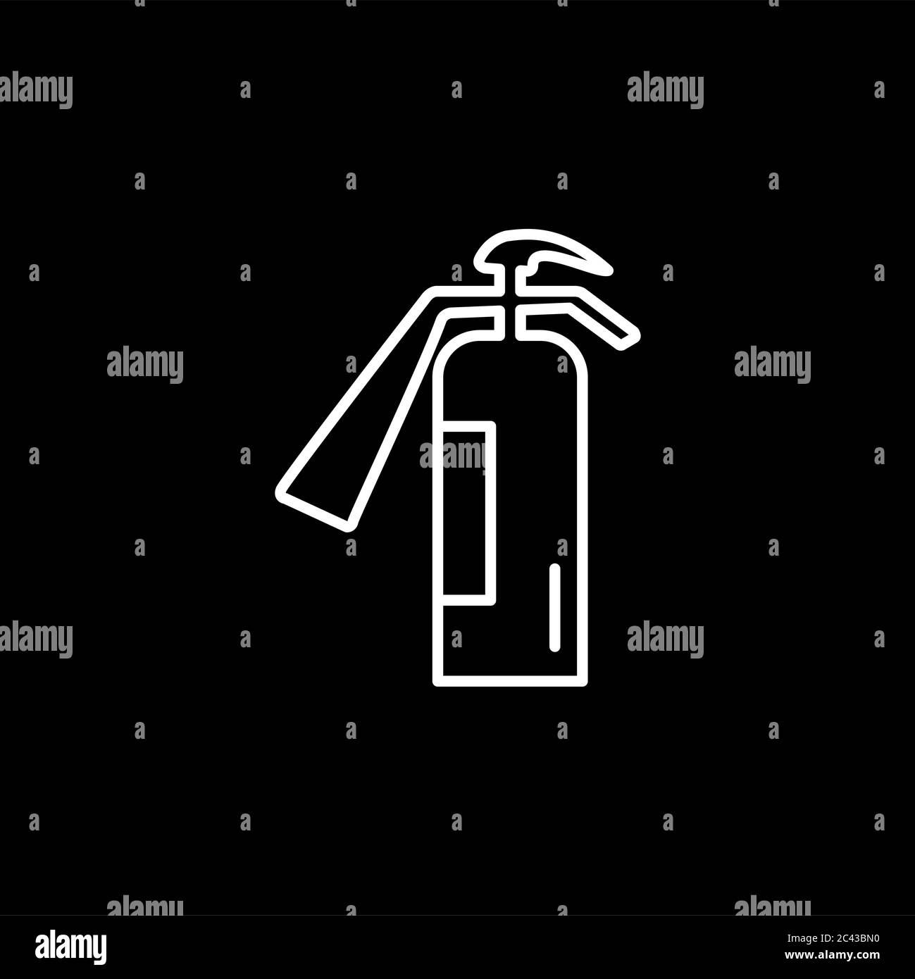 Fire Extinguisher Line Icon On Black Background. Black Flat Style ...
