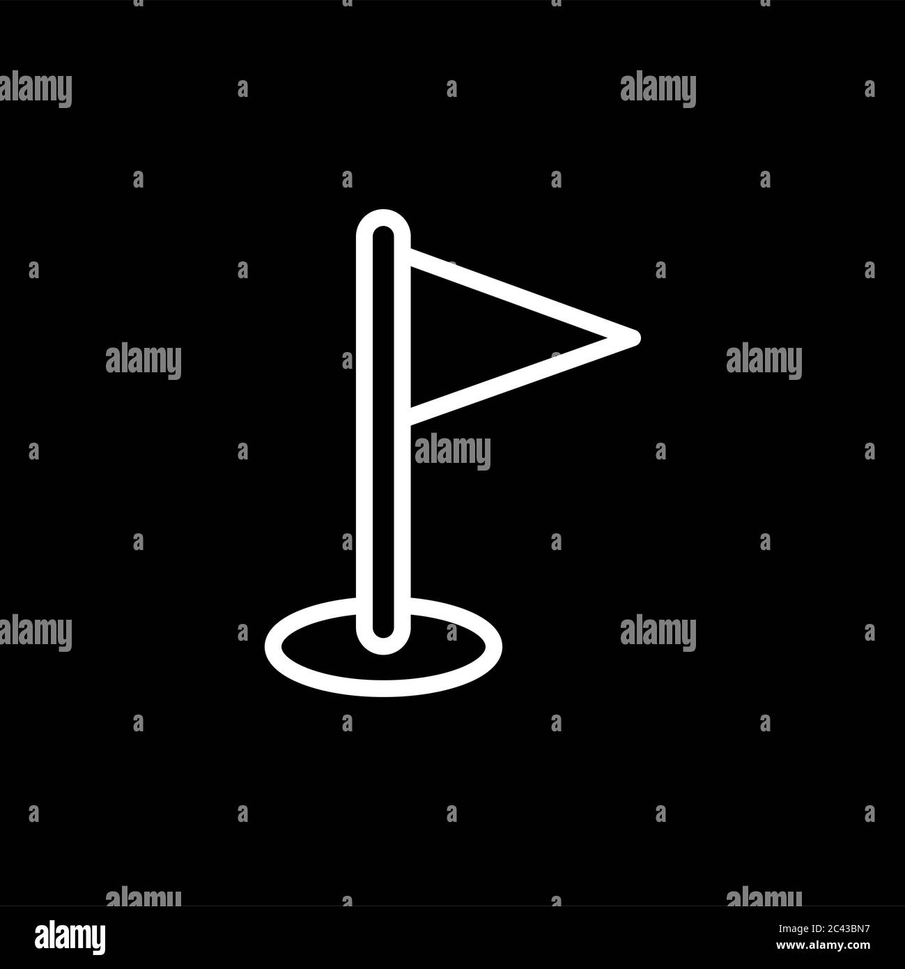 Flag Line Icon On Black Background. Black Flat Style Vector ...