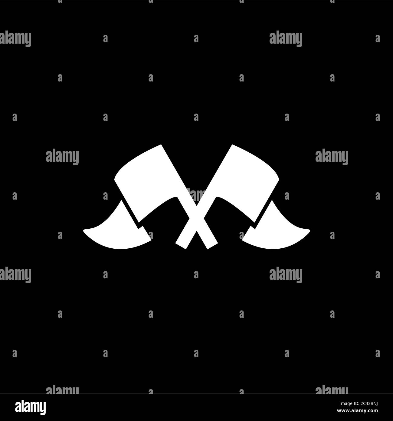 Crossed Flags Icon On Black Background. Black Flat Style Vector ...