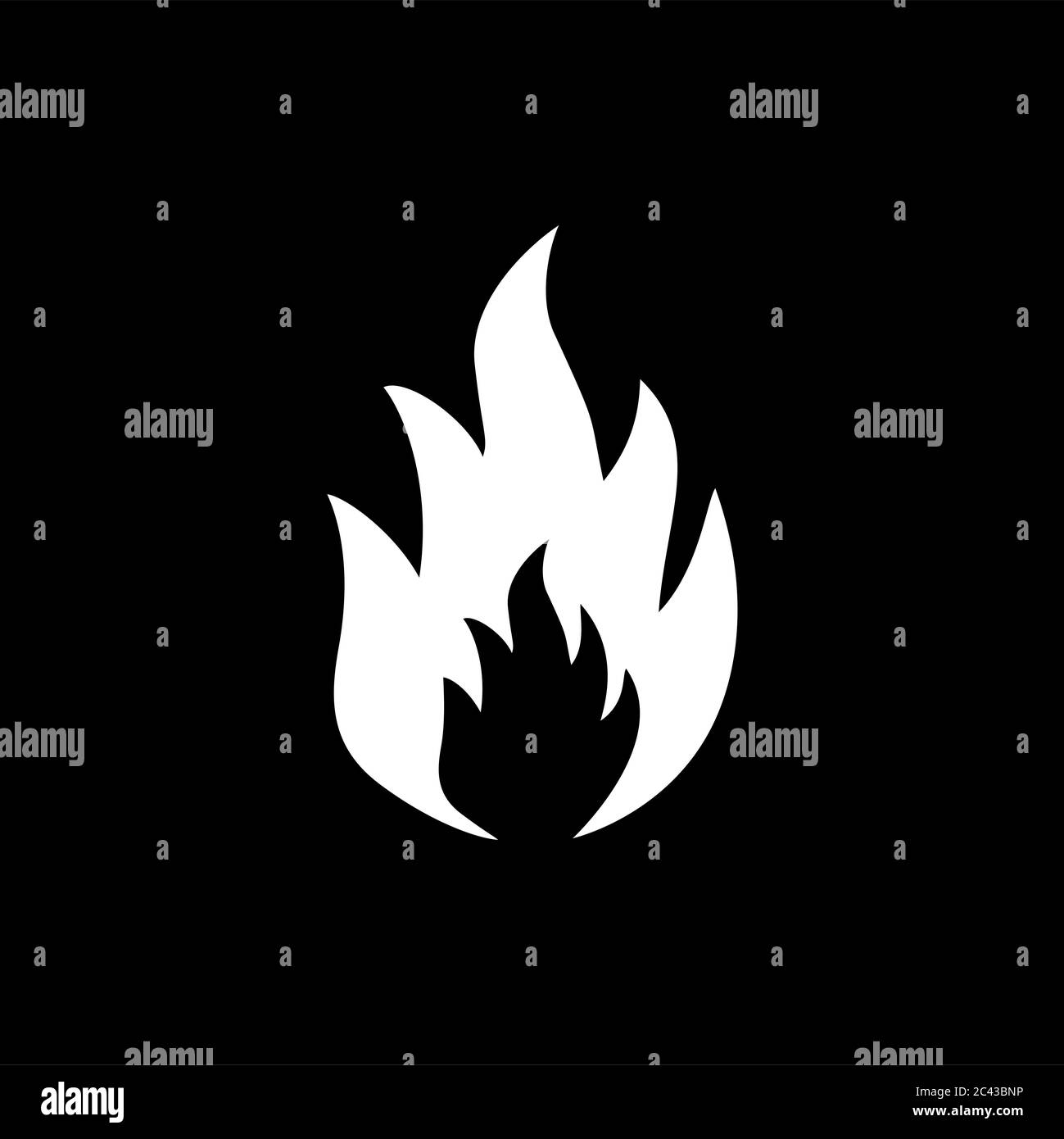 Fire Icon On Black Background. Black Flat Style Vector Illustration ...