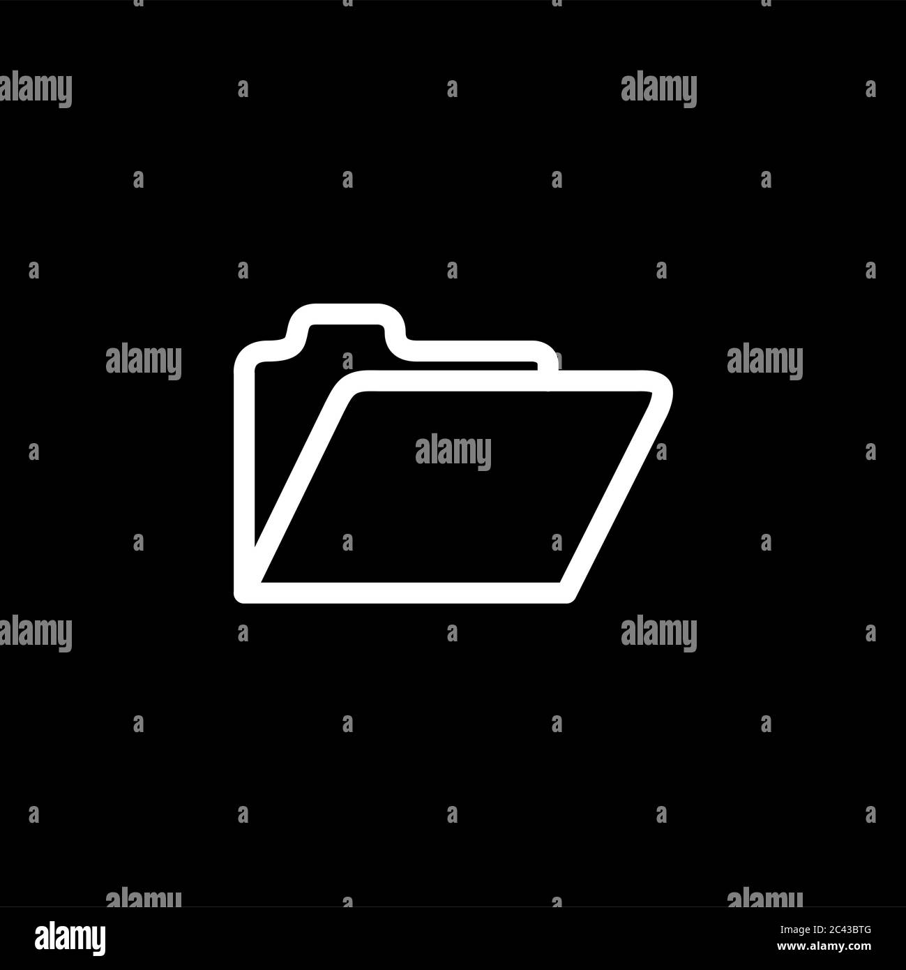 Folder Line Icon On Black Background. Black Flat Style Vector ...