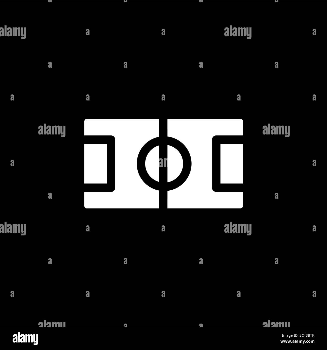 Football Field Icon On Black Background. Black Flat Style Vector ...
