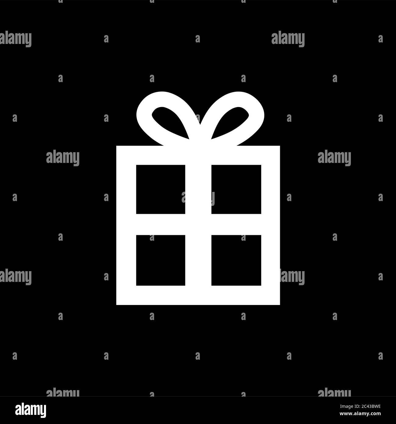Gift Box Icon On Black Background. Black Flat Style Vector Illustration ...