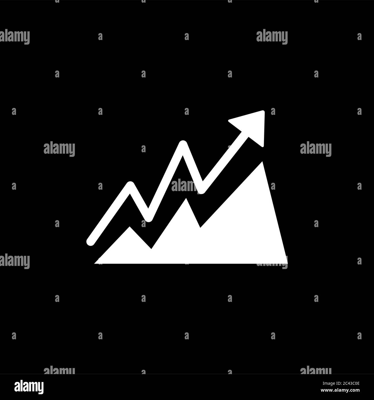 Growing Graph Icon On Black Background. Black Flat Style Vector ...
