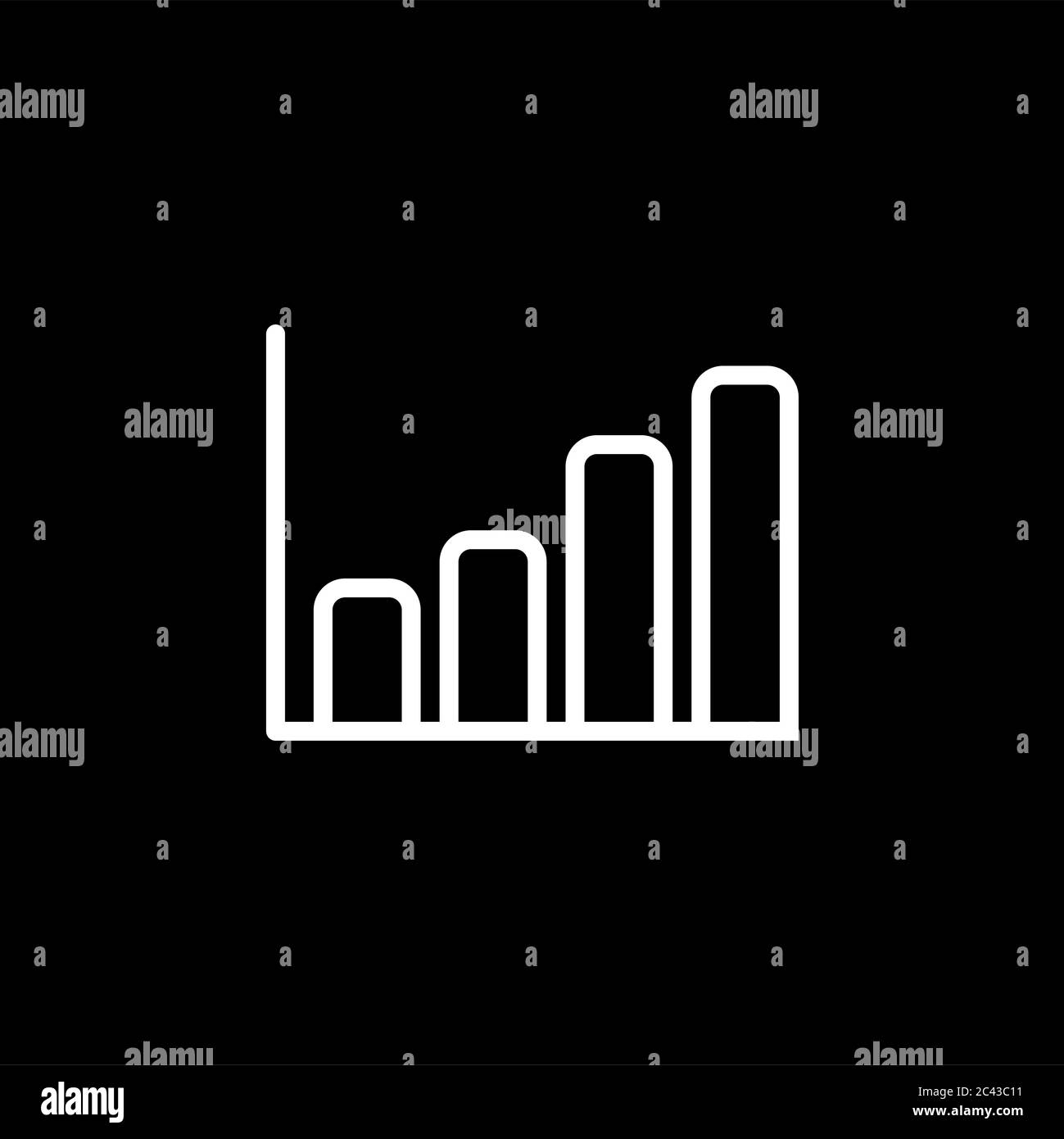 Growing Graph Line Icon On Black Background. Black Flat Style Vector ...