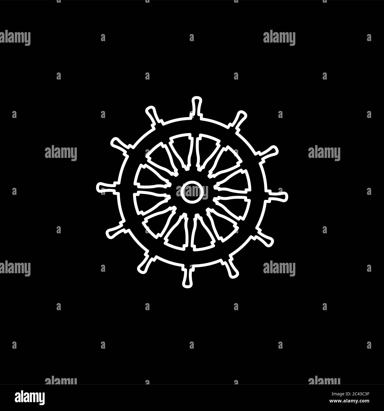 Helm Line Icon On Black Background. Black Flat Style Vector ...
