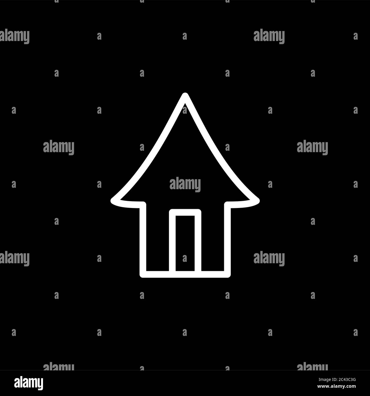 Home Line Icon On Black Background. Black Flat Style Vector ...
