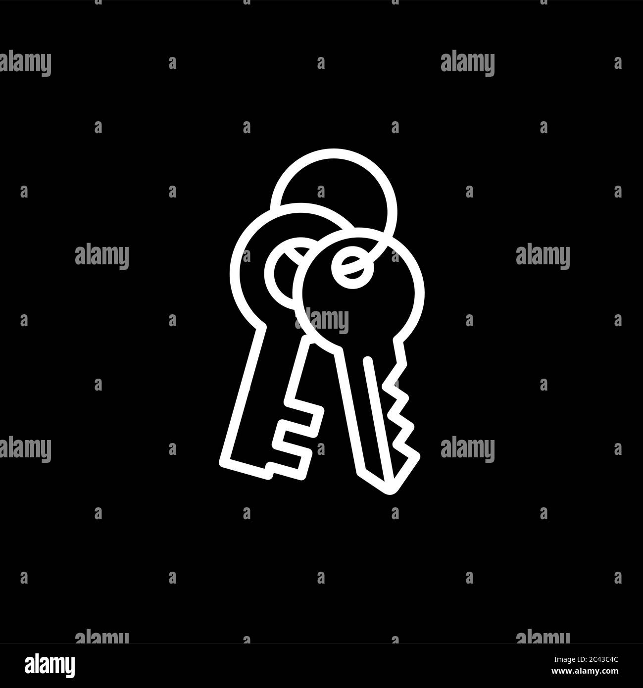 Key Line Icon On Black Background. Black Flat Style Vector Illustration ...
