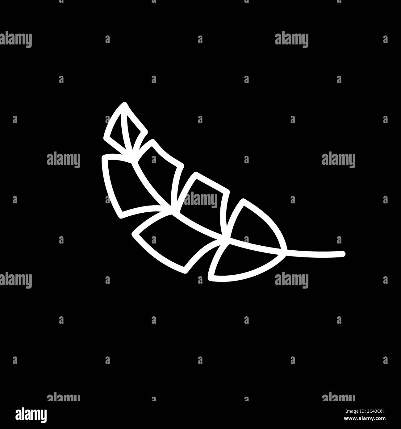 Leaf Line Icon On Black Background. Black Flat Style Vector ...